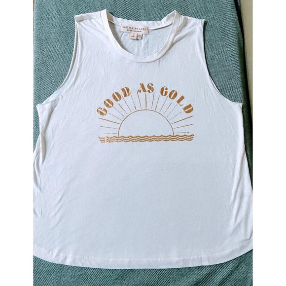 saltwater LUXE | Tops | Good As Gold Tank Top Womans Xs | Poshmark